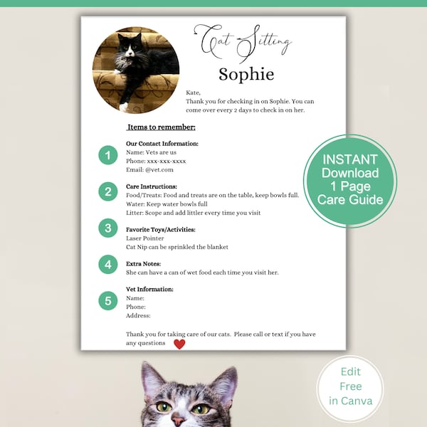 Dog Sitting Care Sheet - Etsy