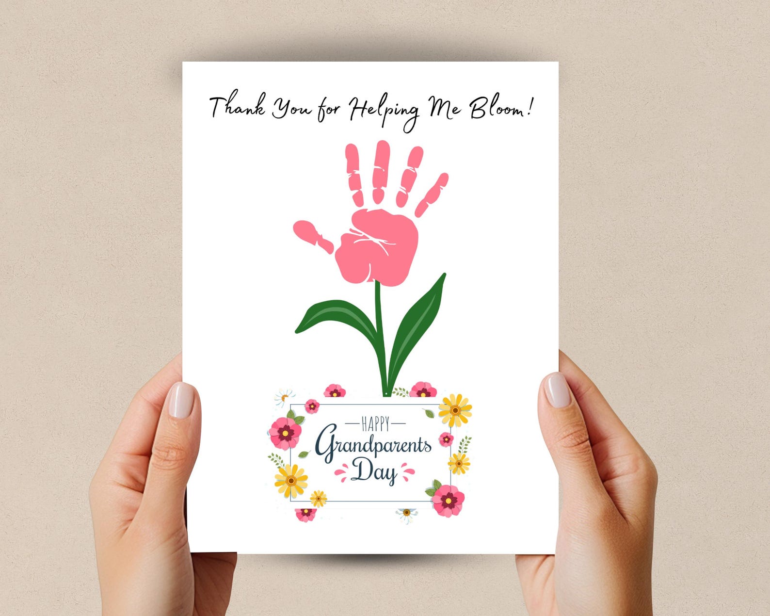 Grandparent Day Handprint Art, Preschool Handprint Craft Activity for ...