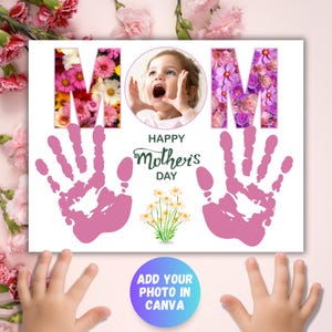 Mother's Day Handprint Craft With Child's Photo, Gift for Mom, Mother's ...