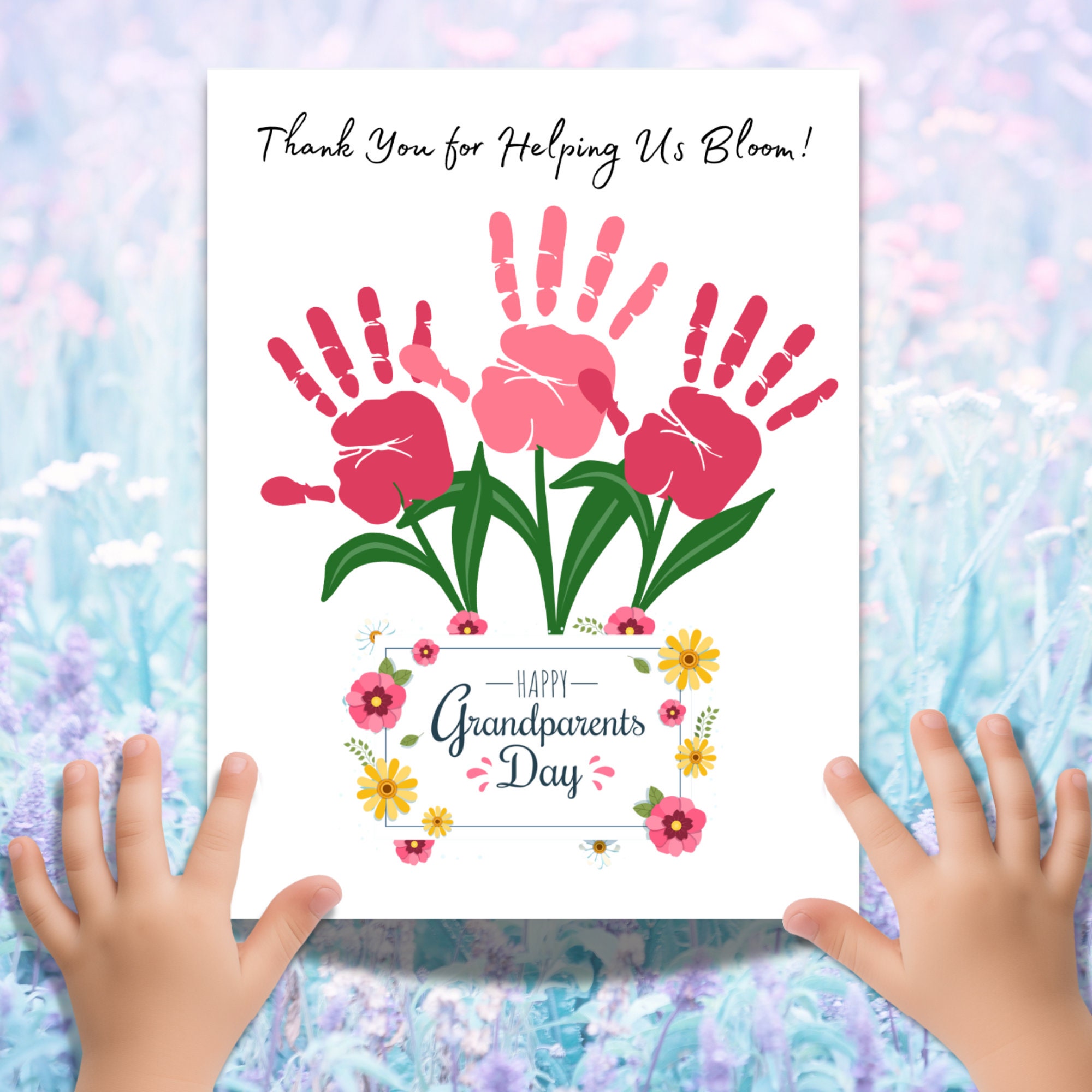 Grandparents Day Handprint Art, Preschool Handprint Craft Activity for ...