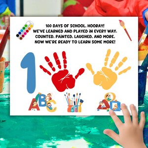 100 Days of School Handprint Craft, Handprint Art, 100 Days of School ...