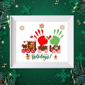 Christmas Handprint Craft, Handprint Art, Train Handprint, Christmas ...