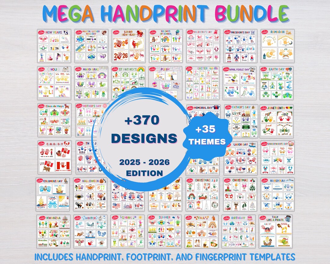 Mega Handprint Craft Bundle, Handprint Art, Handprint Activity for ...