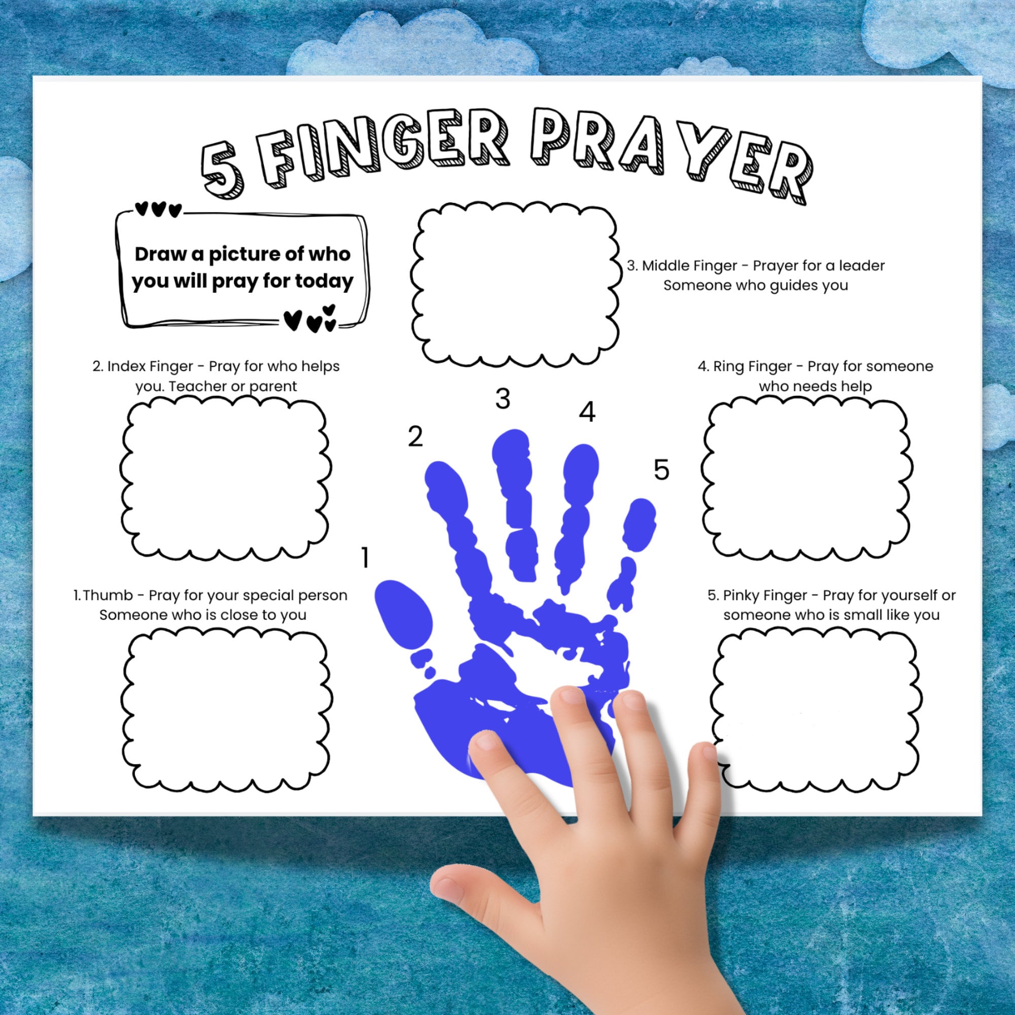 5 Finger Prayer Handprint Art, Sunday School Activity, Grow in Christ ...