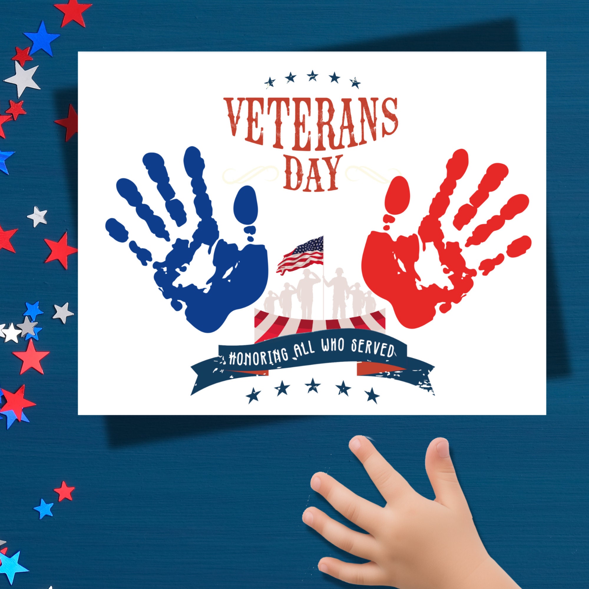 Veterans Day Handprint Art, Veterans Day Handprint Craft, Honoring All ...