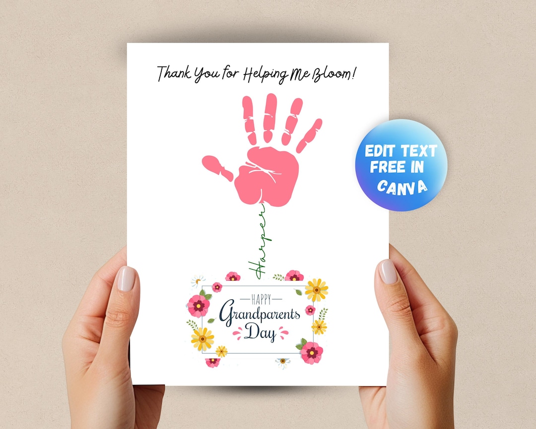 Grandparent Day Handprint Craft Editable Text, Preschool Activity ...