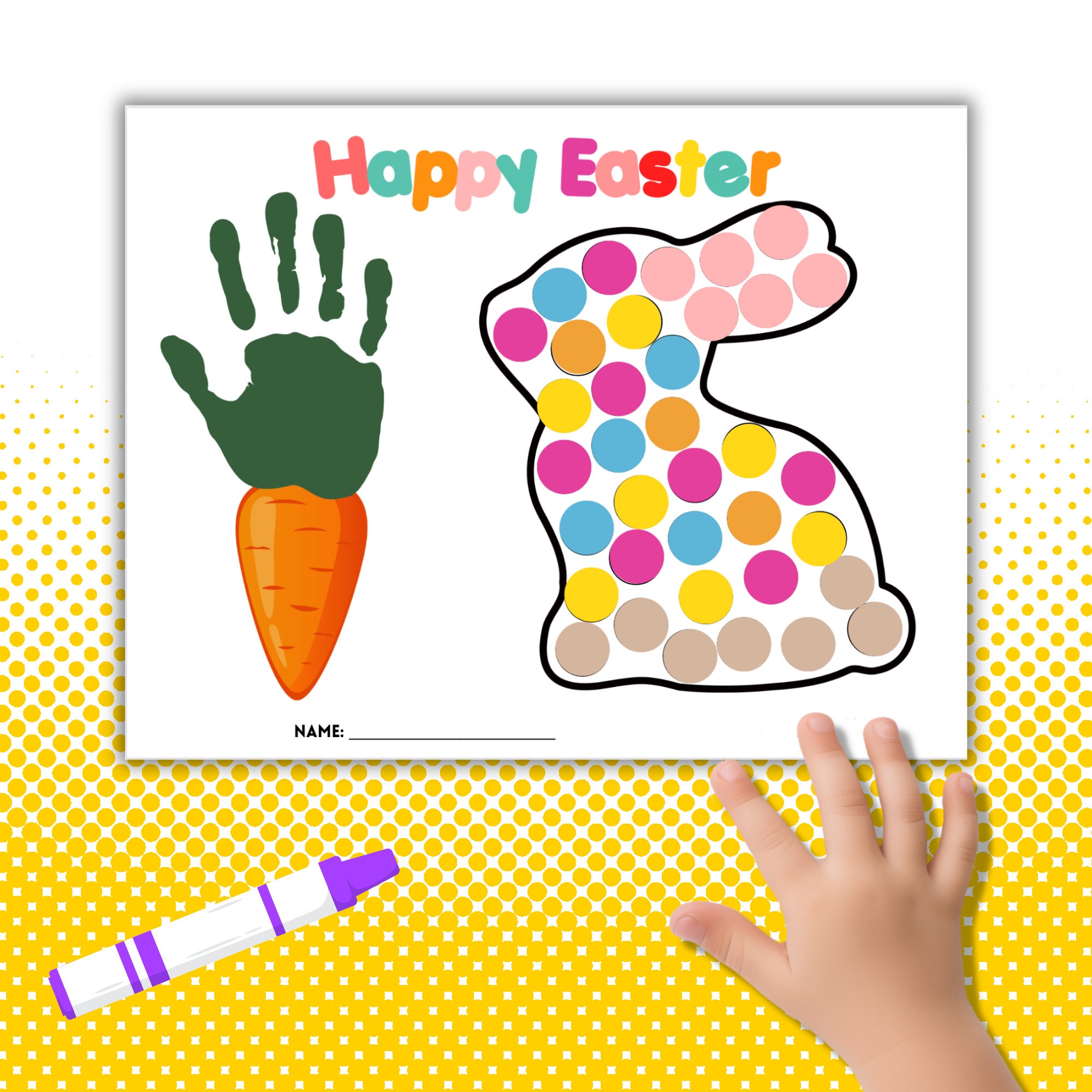 Easter Dot Marker Handprint Art Coloring Page for Preschoolers. Easter ...