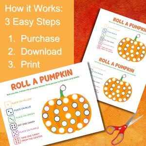 Roll a Pumpkin Game, Printable Game for Kids, Fall Party, Candy Game ...