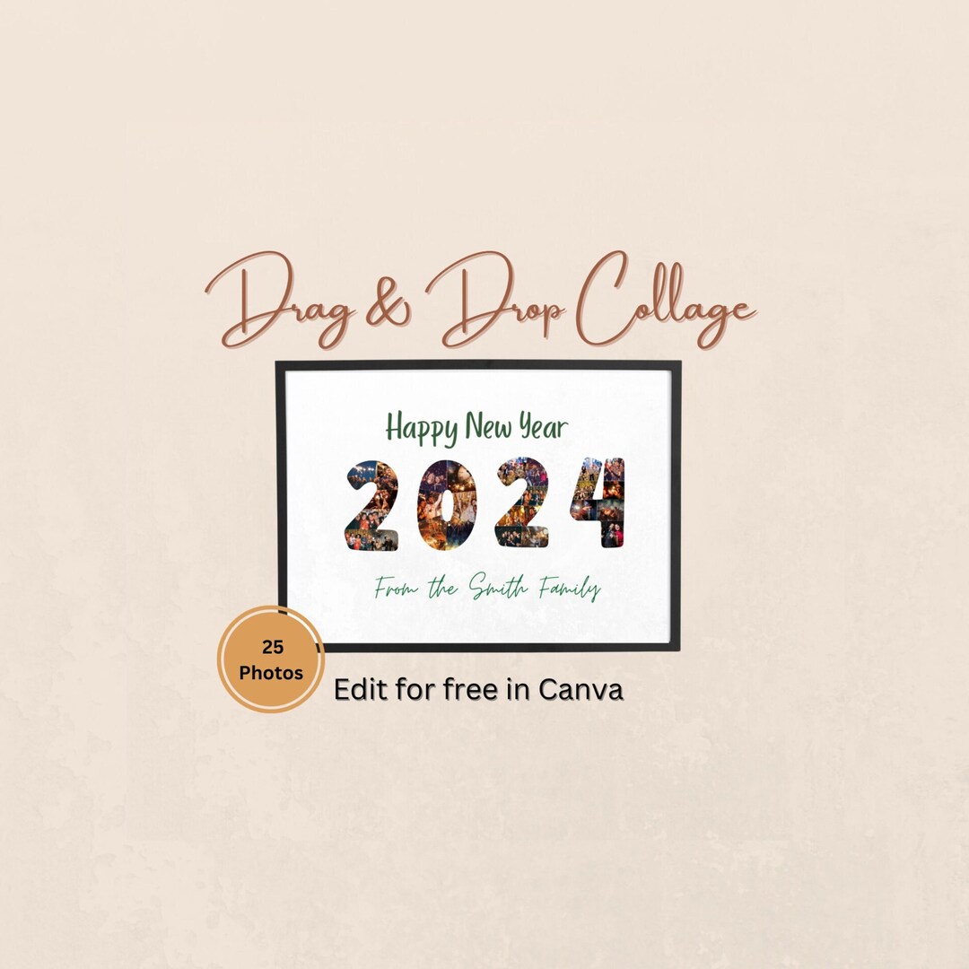 Photo Collage Happy New Year, 2024 Photo College Template, Printable ...