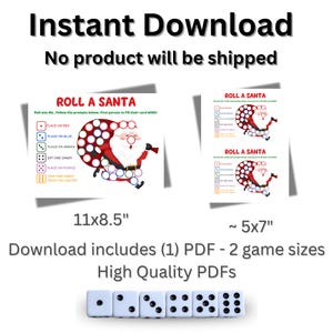 Roll a Santa Game, Printable Holiday Game, Christmas Party, Candy Game ...