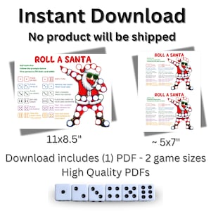 Roll a Santa Dice Game, Printable Holiday Game, Christmas Party, Candy ...