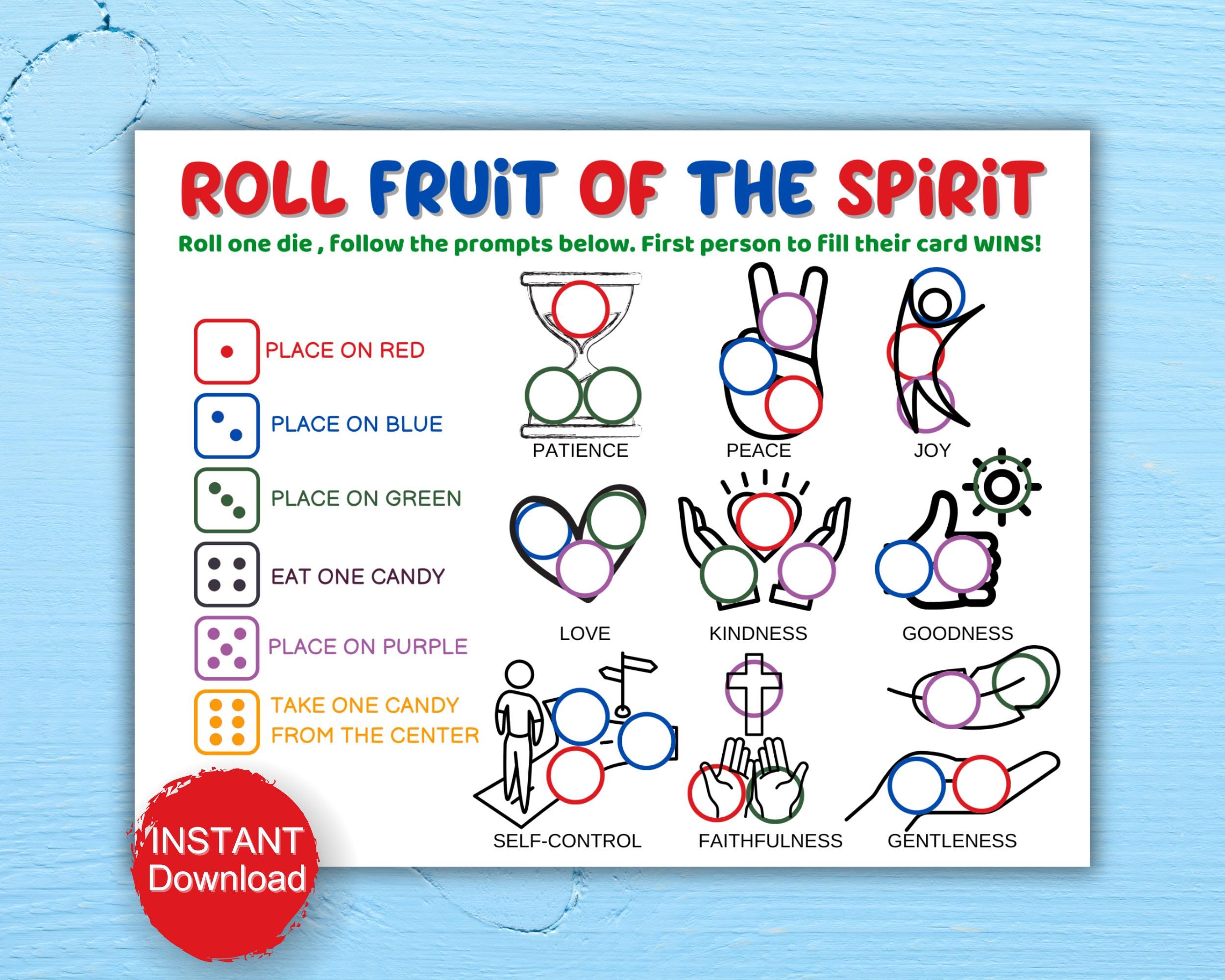 Fruit of the Spirit Game, Printable Game, Sunday School Game, Candy ...