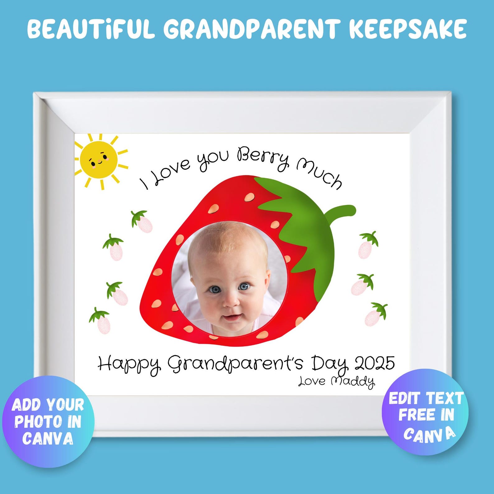 Grandparent's Day Fingerprint Craft With Child's Photo, Gift for ...