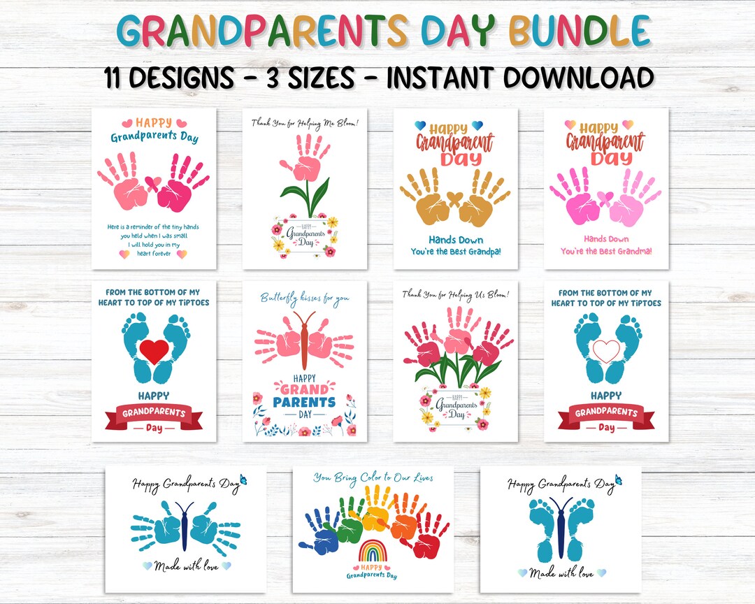 Grandparent Day Handprint Art Bundle, Handprint Craft. Preschool ...