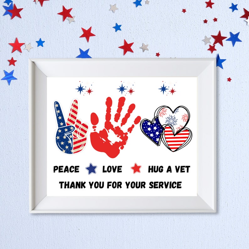 Veterans Day Handprint Art, Veterans Day Handprint Craft, Hug A Vet ...