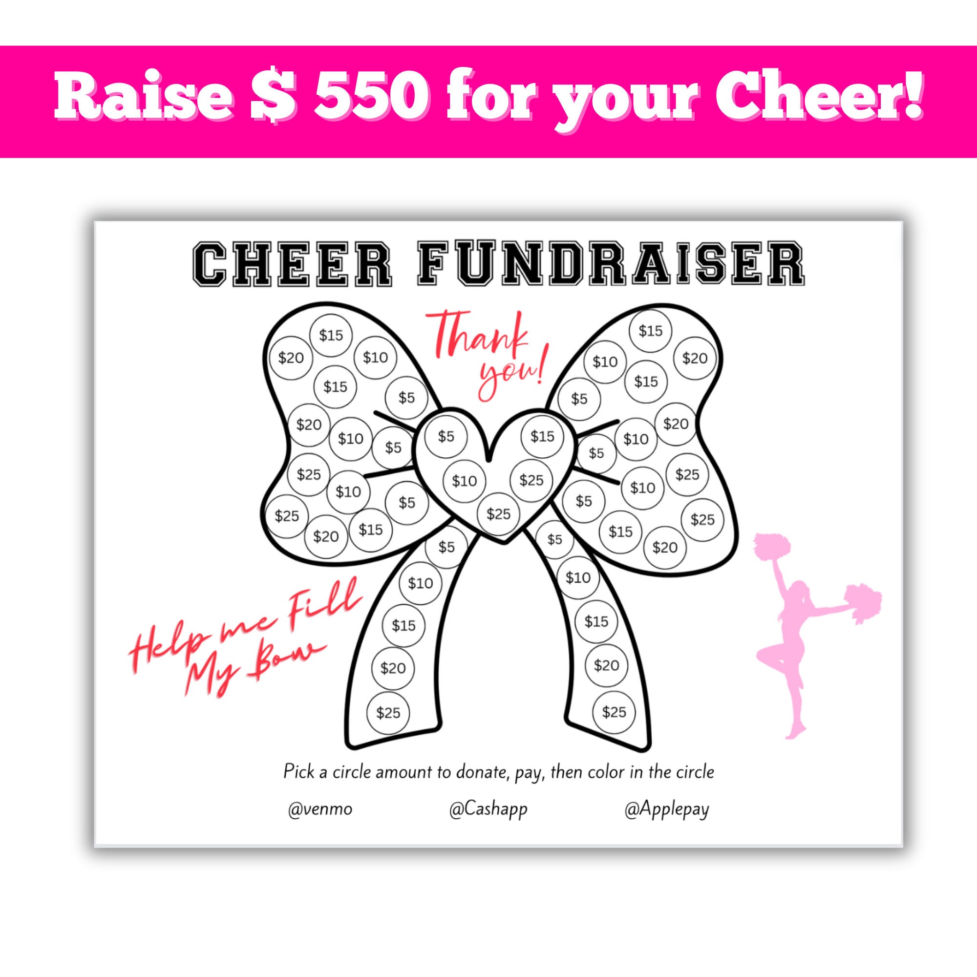 Fill My Bow, Cheerleading Fundraiser, Cheer Team Fundraising Template ...