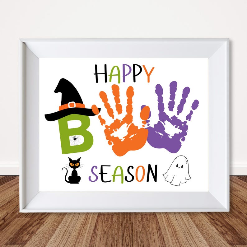 Halloween Handprint Craft, Handprint Art, Boo Season Preschool Craft ...