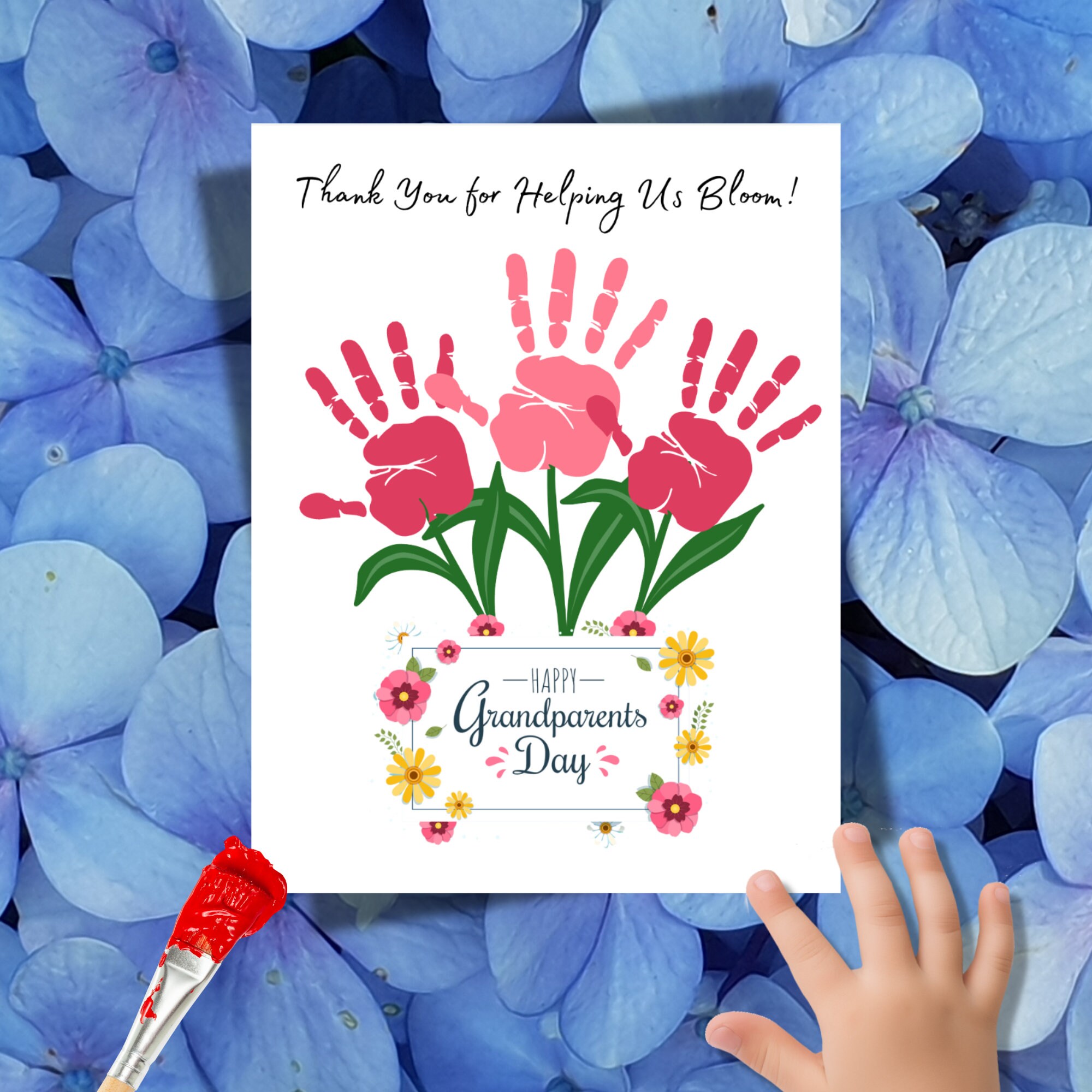 Grandparents Day Handprint Art, Preschool Handprint Craft Activity for ...