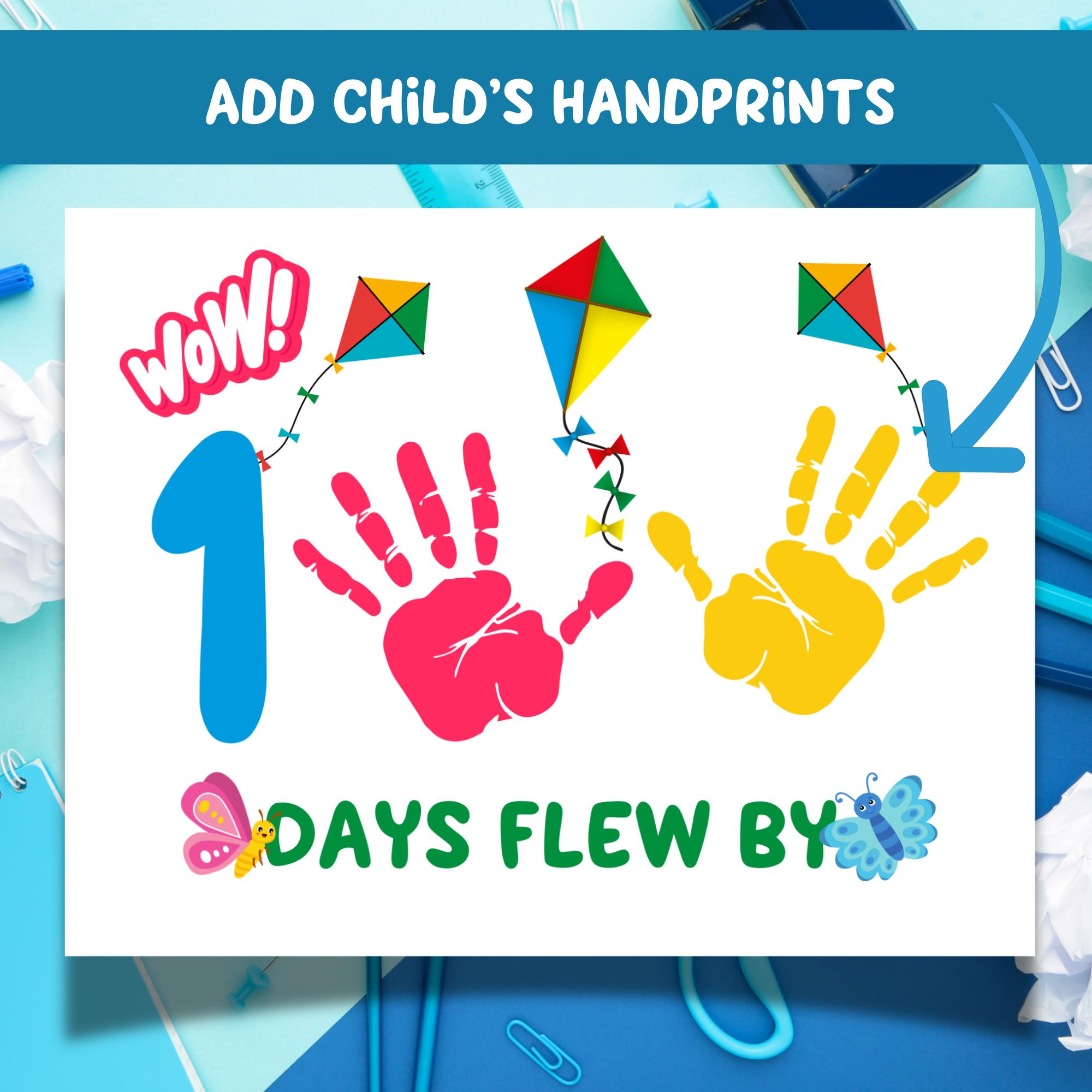100 Days of School Handprint Craft, Handprint Art, Preschool Activity ...