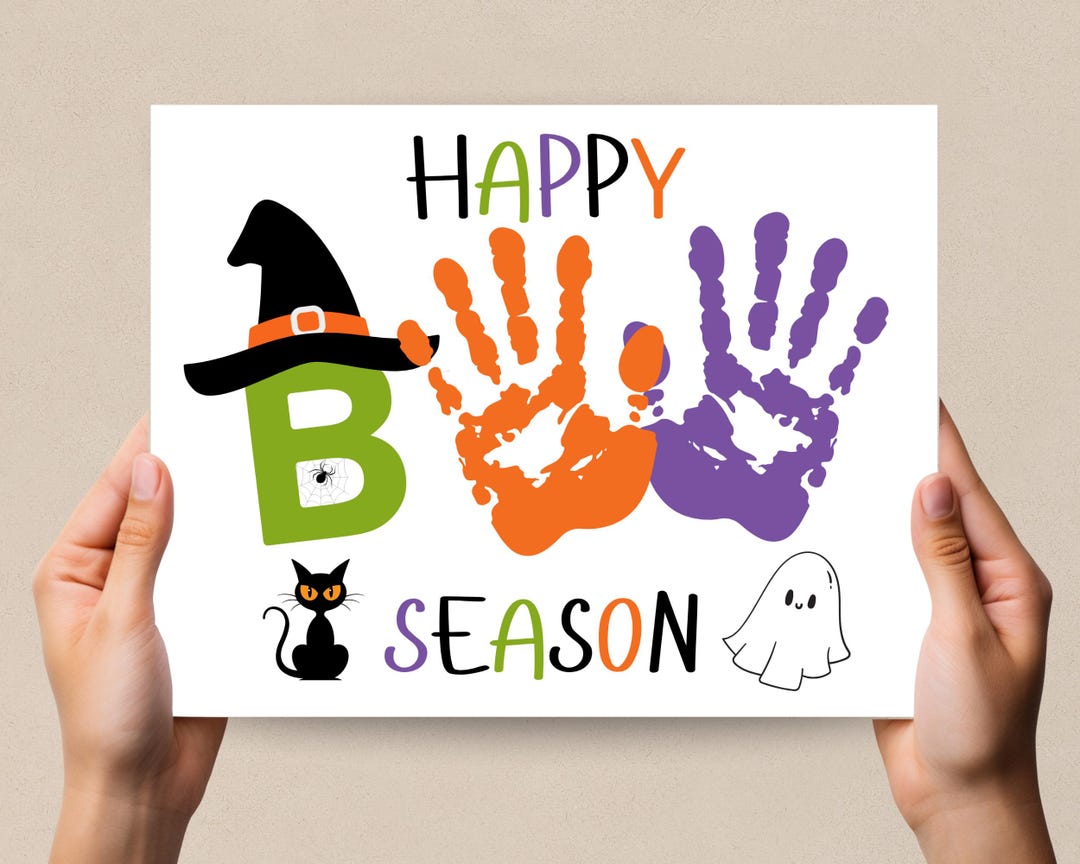 Halloween Handprint Craft, Handprint Art, Boo Season Preschool Craft ...