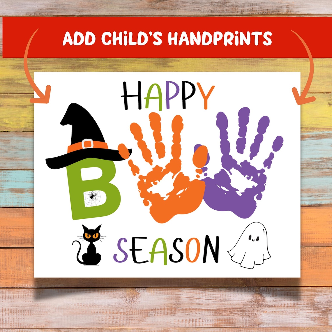 Halloween Handprint Craft, Handprint Art, Boo Season Preschool Craft ...