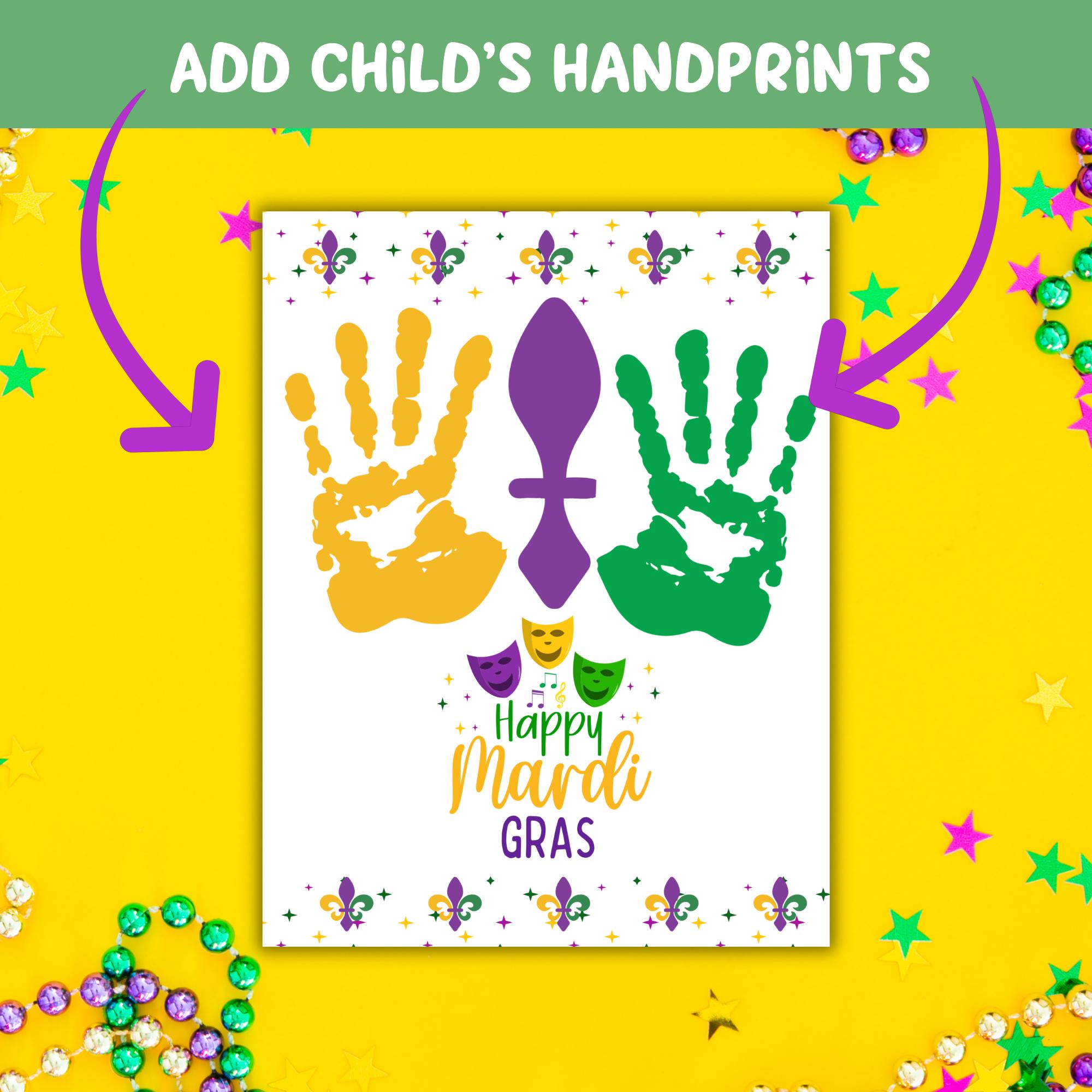 Mardi Gras Handprint Craft, Mardi Gras Handprint Art, Mardi Gras DIY ...