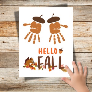 Fall Handprint Art, Acorn Handprint Craft, Preschool Activity for ...