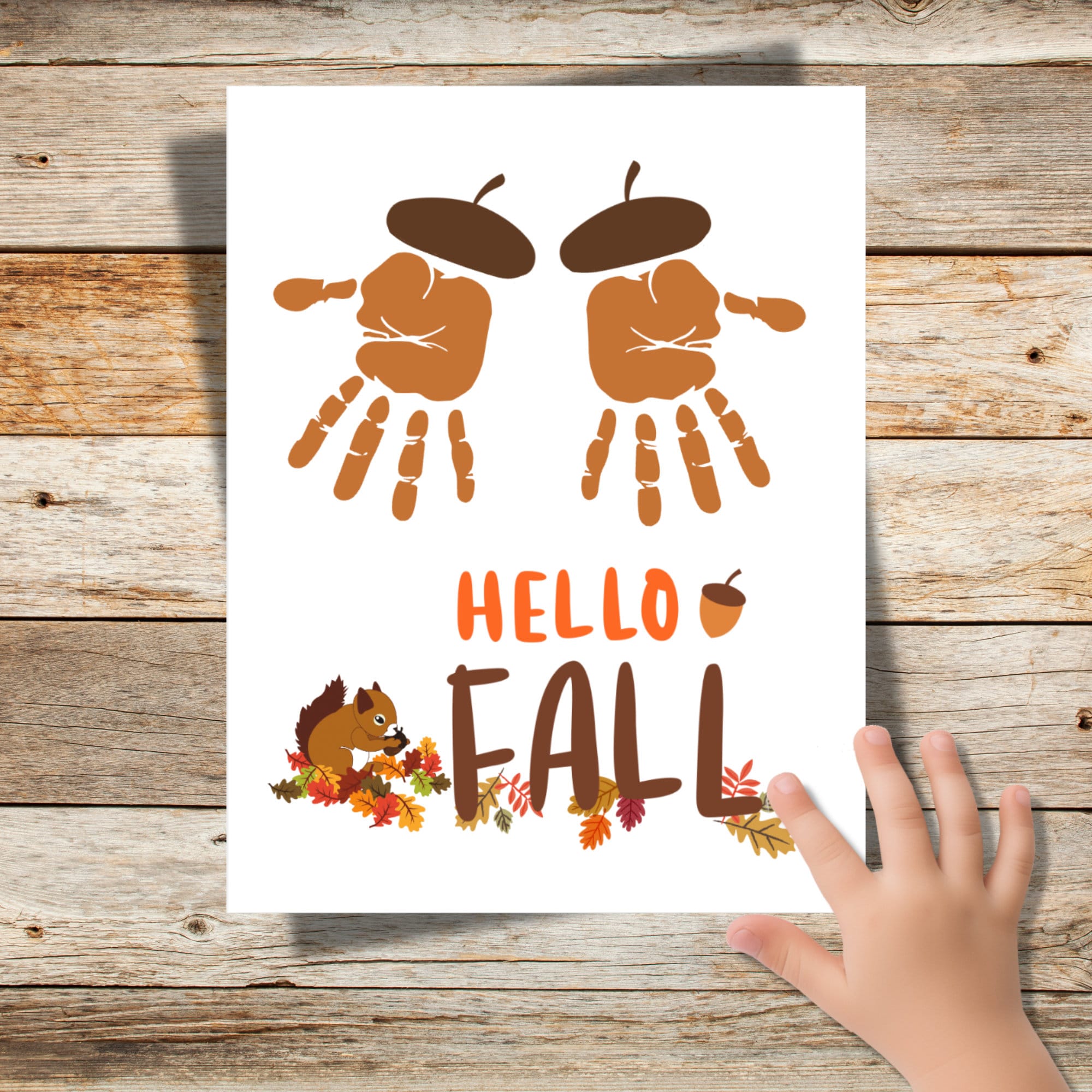 Fall Handprint Art, Acorn Handprint Craft, Preschool Activity for ...