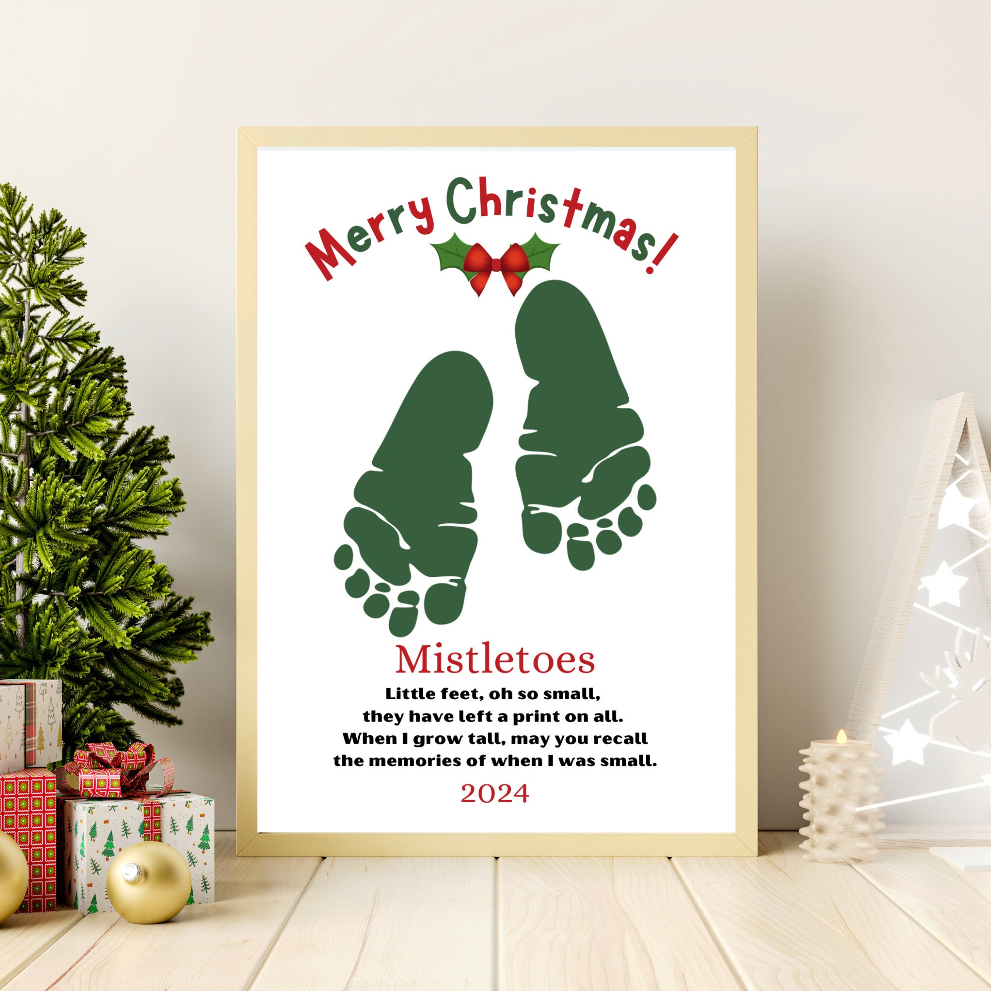 Footprint Mistletoes Christmas Craft Poem, Footprint Art, Christmas ...