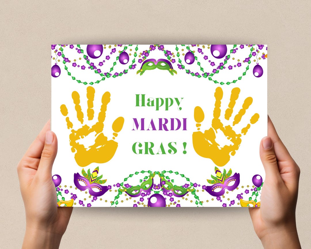 Mardi Gras Handprint Craft, Handprint Art, Printable Activity, Baby and ...