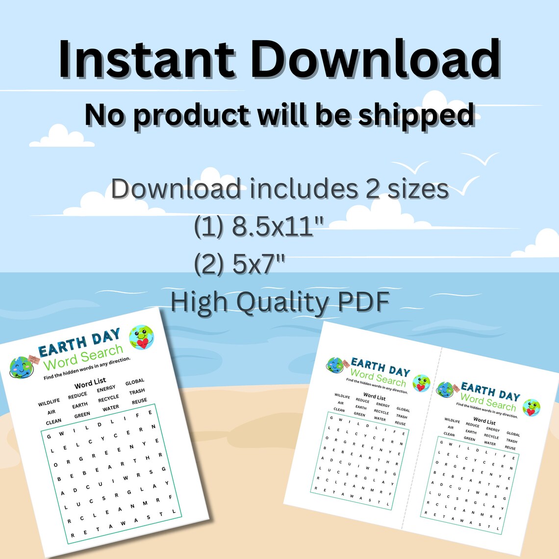 Earth Day Word Search, Earth Day Game, Classroom Activity, Family Game ...