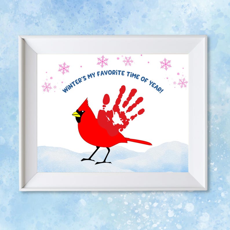 Winter Cardinal Handprint Craft, Winter Handprint Art, Handprint ...