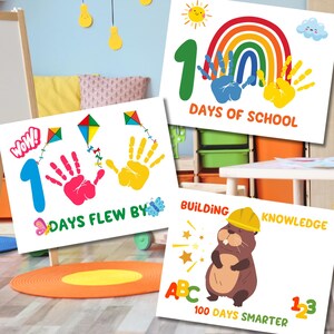 100 Day of School Handprint Art Bundle, Handprint Craft, Printable ...