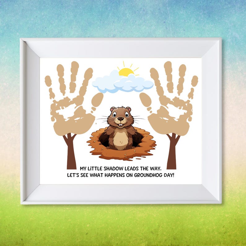 Groundhog Day Handprint Craft, Winter Handprint Keepsake, Groundhog Day ...
