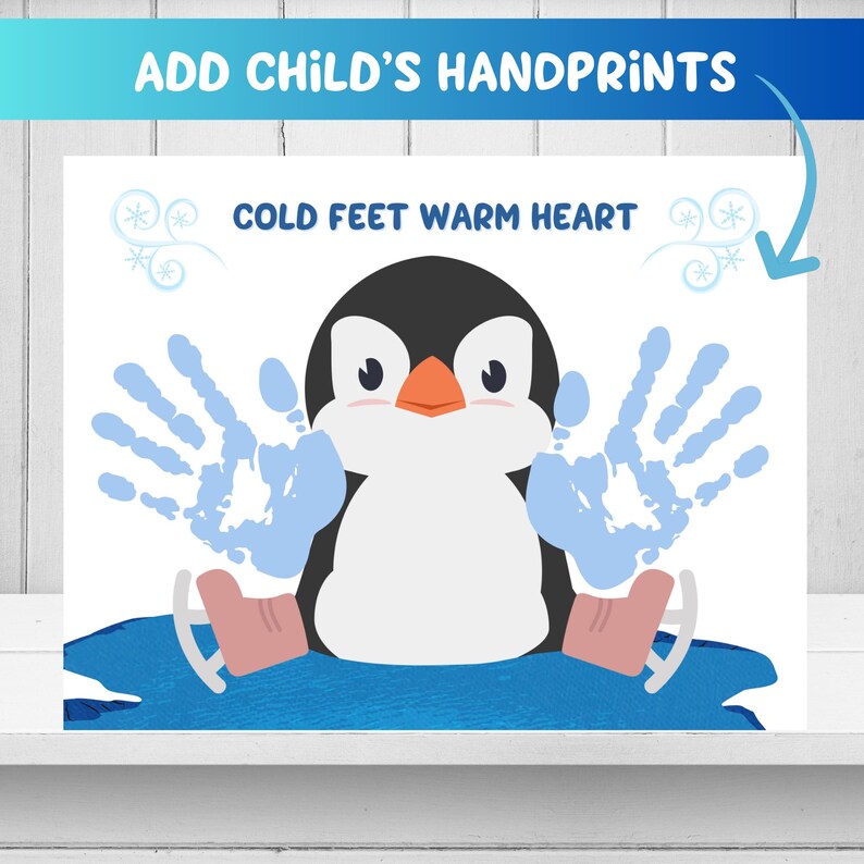 Winter Handprint Craft, Winter Handprint Art, Handprint Printable ...