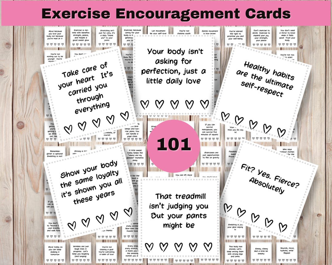 Exercise Encouragement Cards, Motivational Cards, Women Encouragement ...