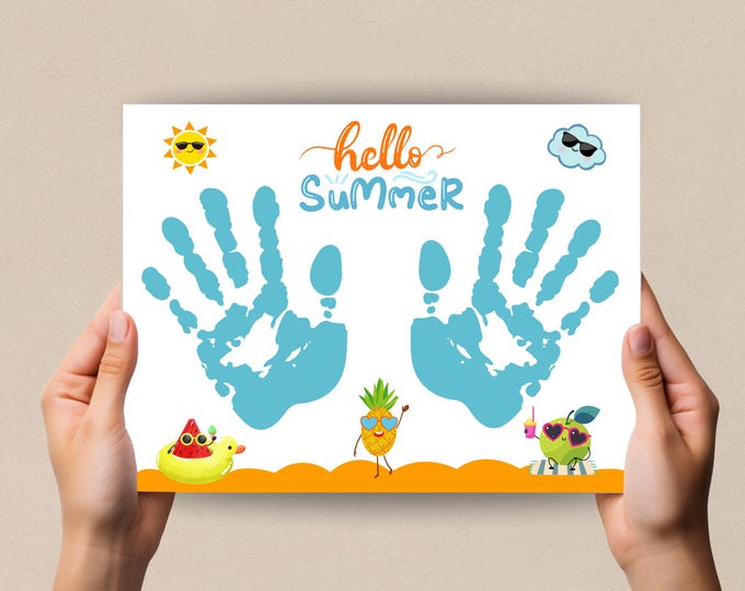 Summer Handprint Craft for Kids, Beach Handprint Craft Baby Keepsake ...