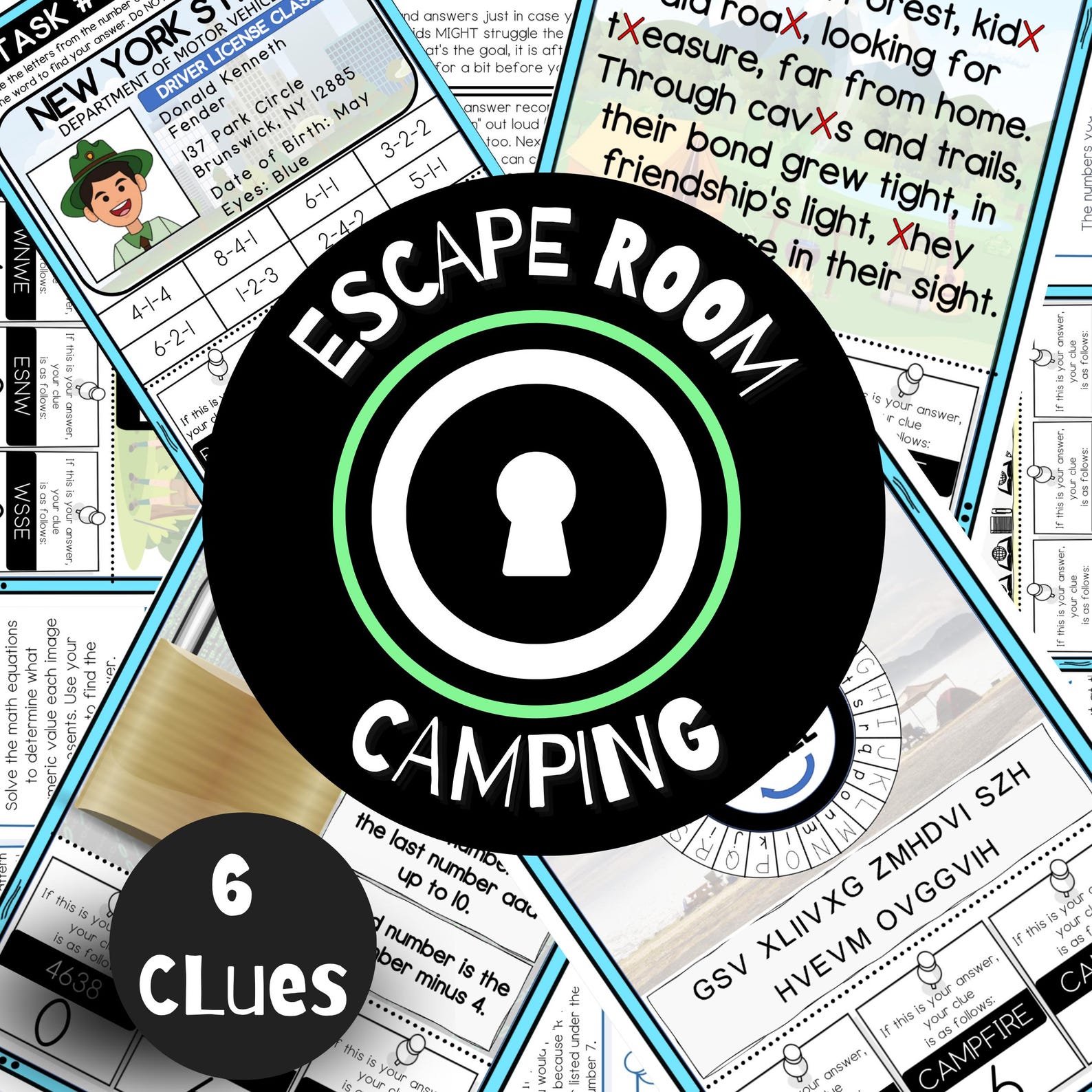 Camping Escape Room for Kids, Printable Escape Room Kit, Camping Escape ...