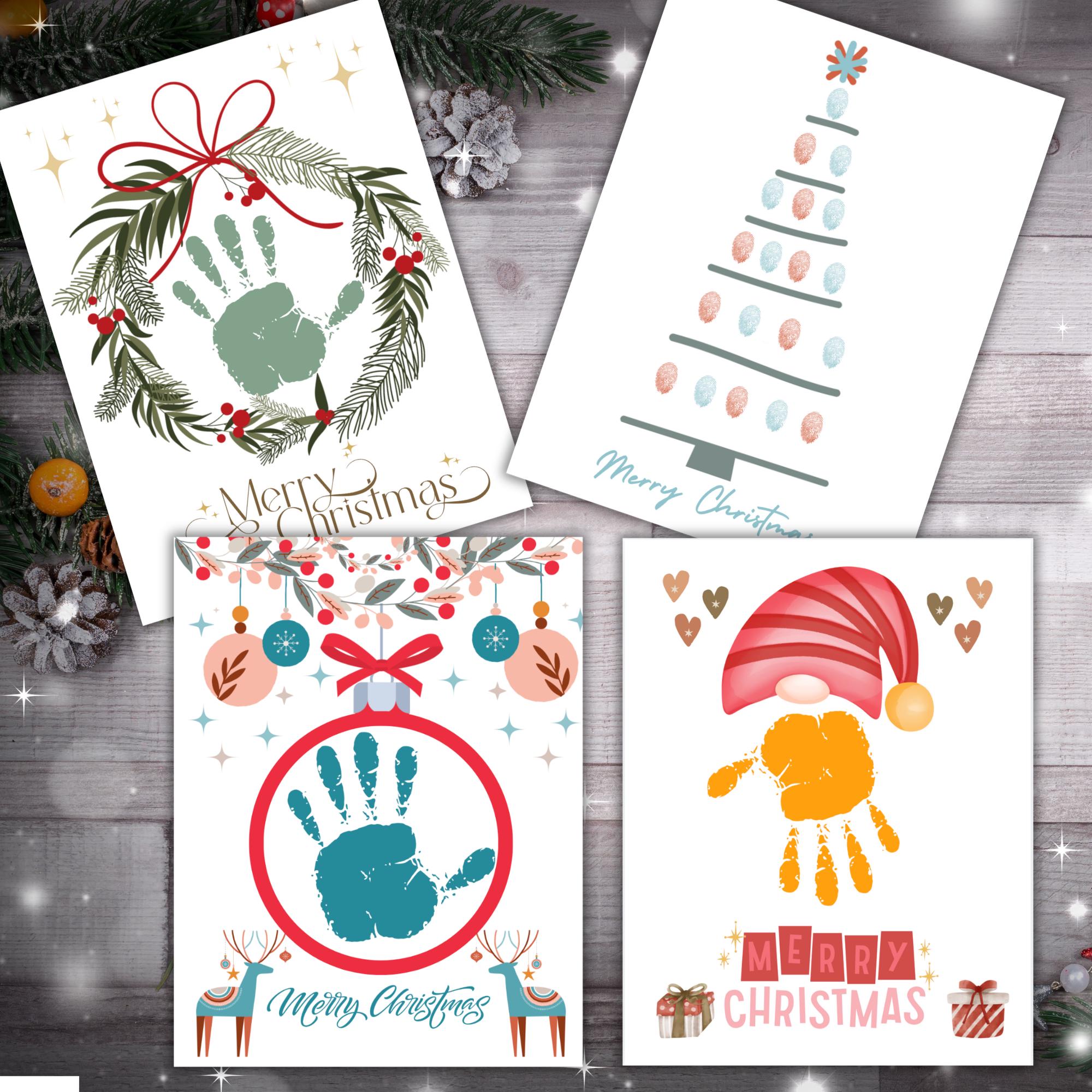 Christmas Cards Handprint Craft Bundle, 5"x7" Cards, Handprint Art ...