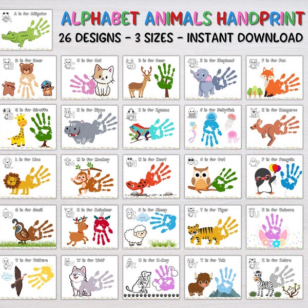 Handprint Alphabet - Etsy