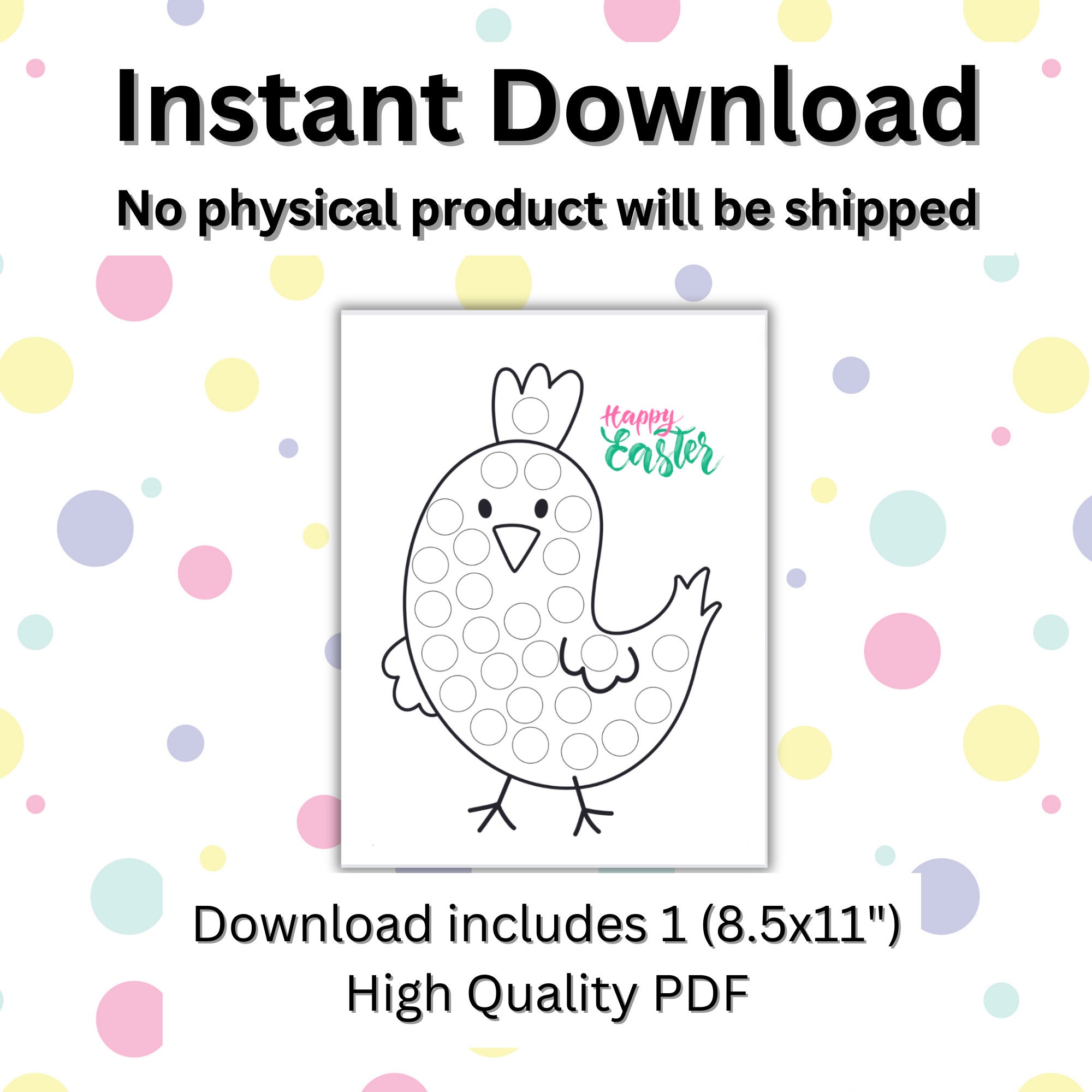 Easter Dot Marker Coloring Page for Preschoolers. Easter Activity, Dot ...