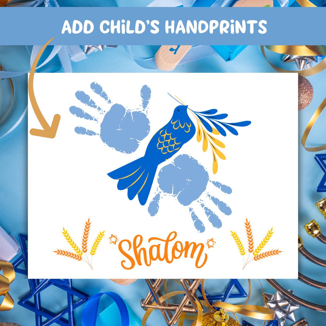 Hanukkah Handprint Craft, Handprint Art, Shalom, Preschool Activity ...