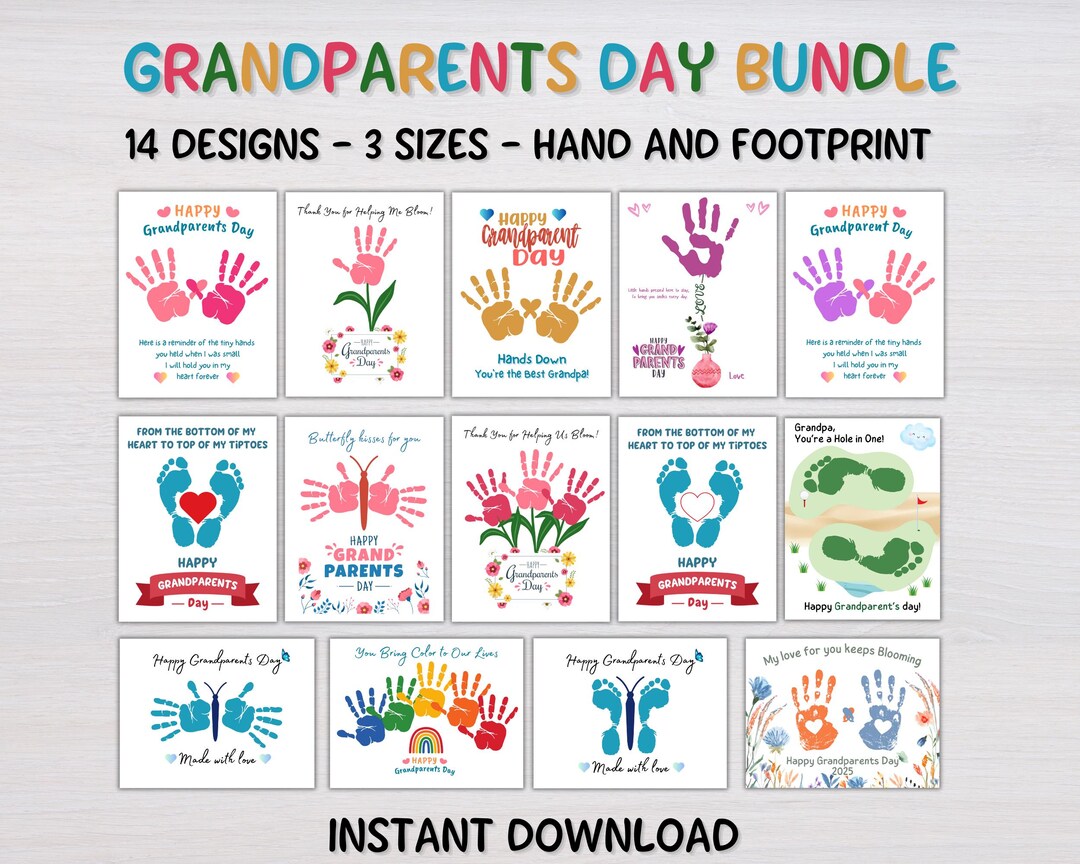 Grandparent Day Handprint Art Bundle, Handprint Craft, Preschool ...