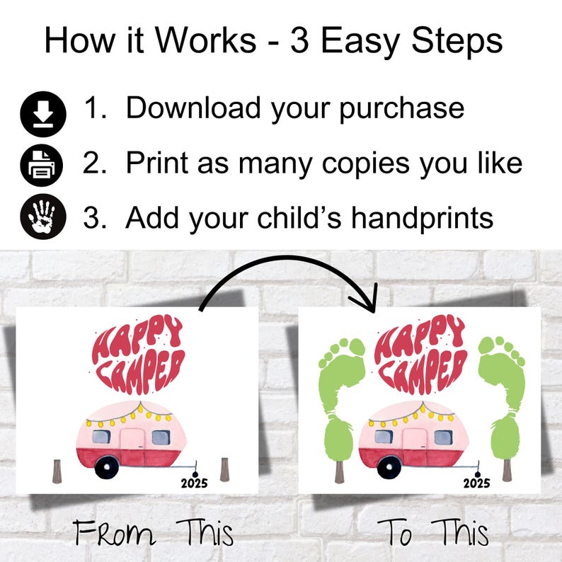 Summer Footprint Art. Happy Camper Craft for Babies, Toddlers. Activity ...