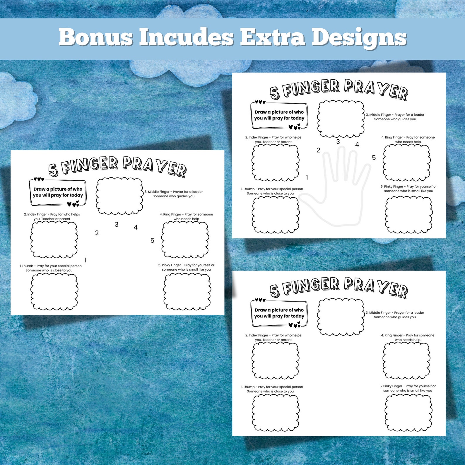 5 Finger Prayer Handprint Art, Sunday School Activity, Grow in Christ ...