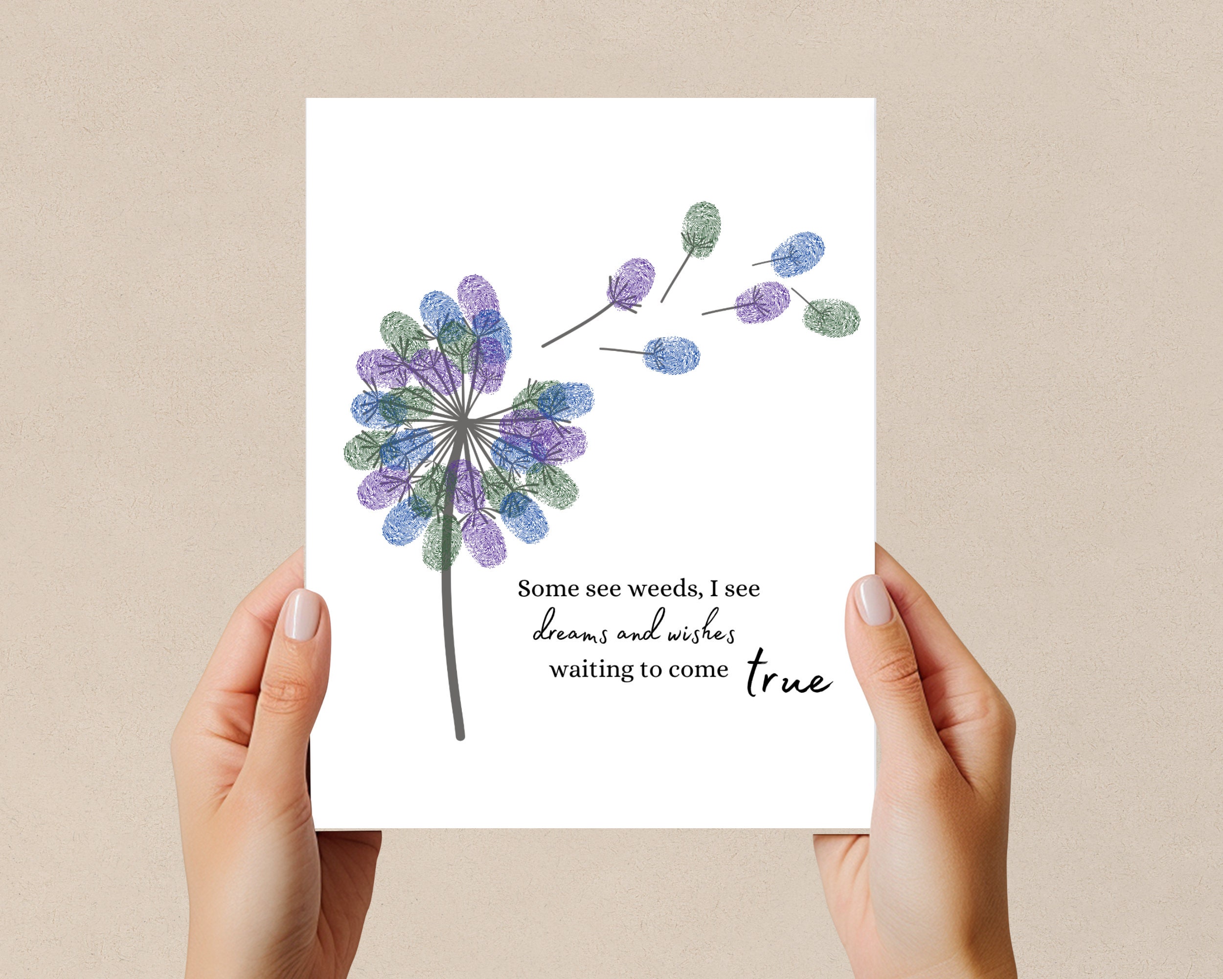 Fingerprint Art Dandelion Wishes Handprint Craft Project, Inspirational ...