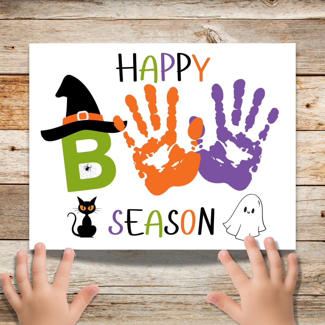 Halloween Handprint Craft, Handprint Art, Boo Season Preschool Craft ...
