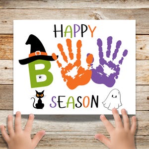 Halloween Handprint Craft, Handprint Art, Boo Season Preschool Craft ...
