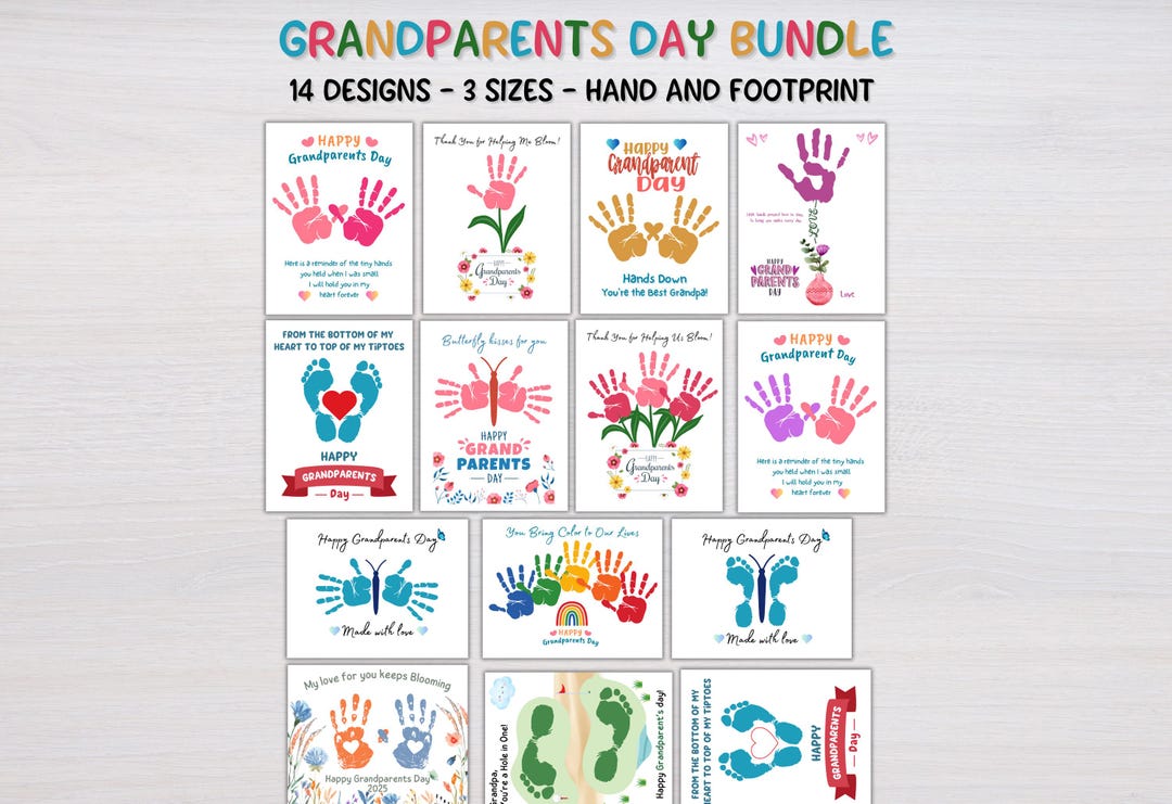 Grandparent Day Handprint Art Bundle, Handprint Craft, Preschool ...