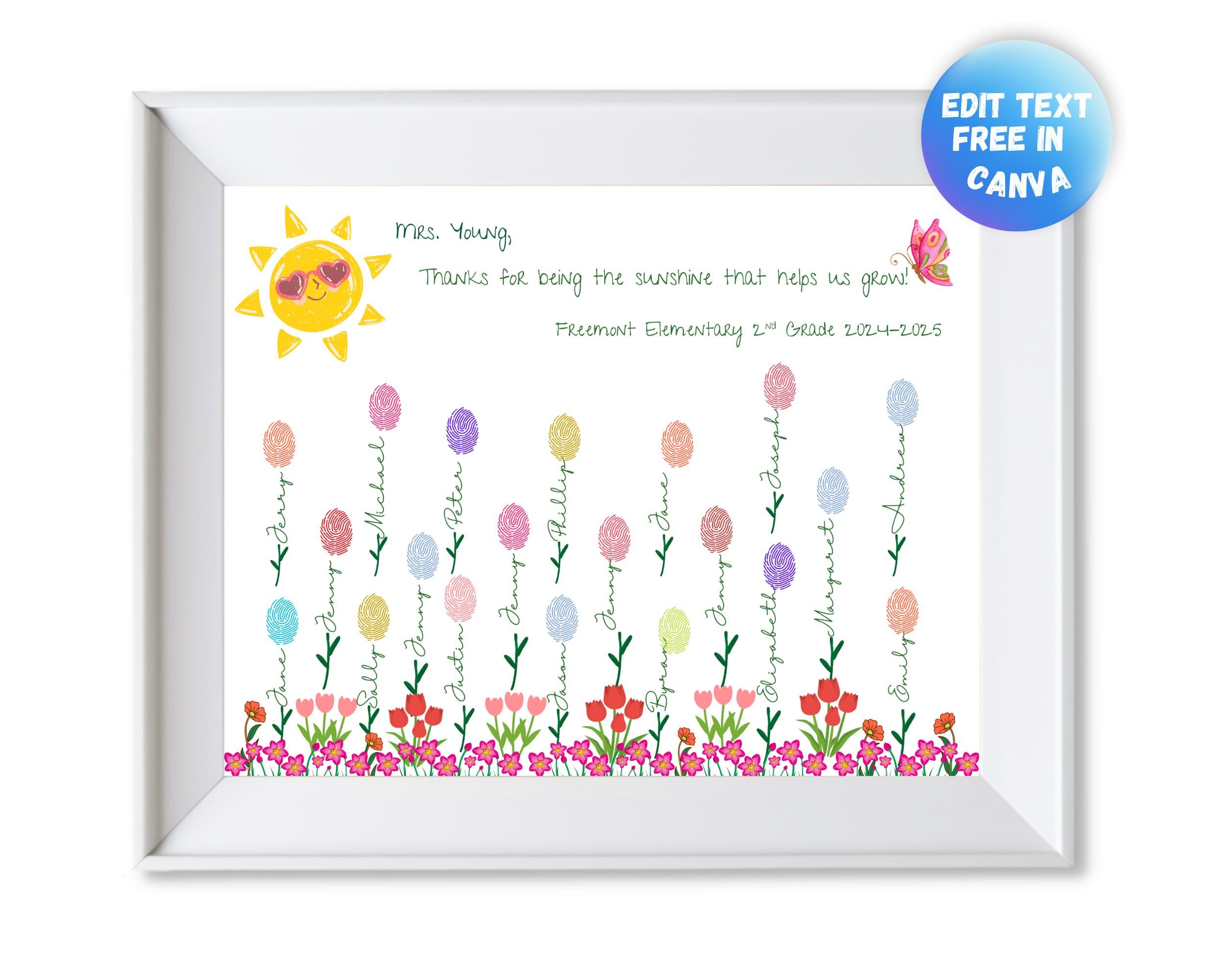 Teacher Appreciation Gift, Fingerprint Art, Handprint Craft ...